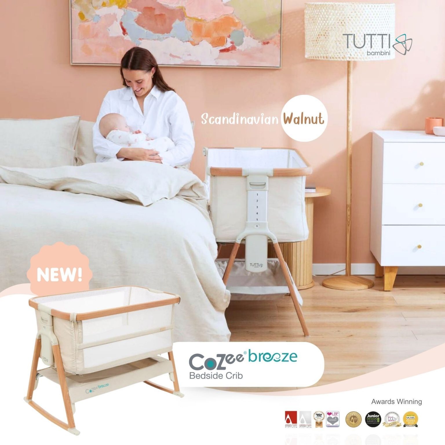 Cozee Breeze Bed side crib with Rocking เตียงนอนเด็กสำหรับวางข้างเตียง ...